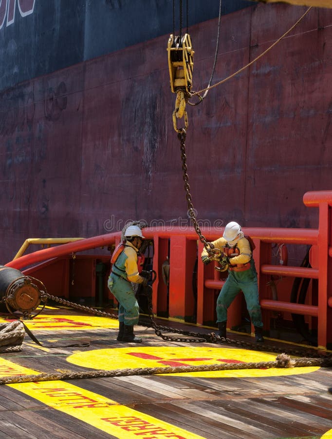 Offshore Vessel Crew Working on Deck Editorial Photography - Image of ...