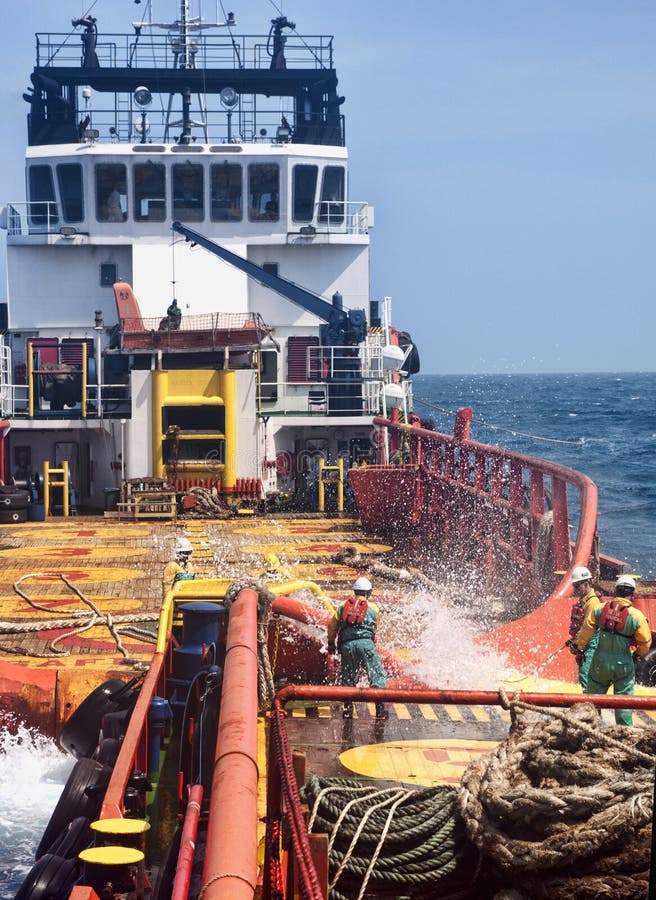 Offshore Vessel Crew Working on Deck Editorial Photo - Image of ...