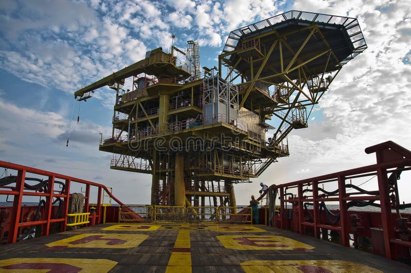 Offshore Vessel Crew Working on Deck Editorial Stock Photo - Image of ...