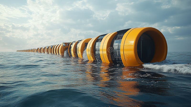 Offshore Wave Energy Generators in a Row, Producing Clean Energy from ...