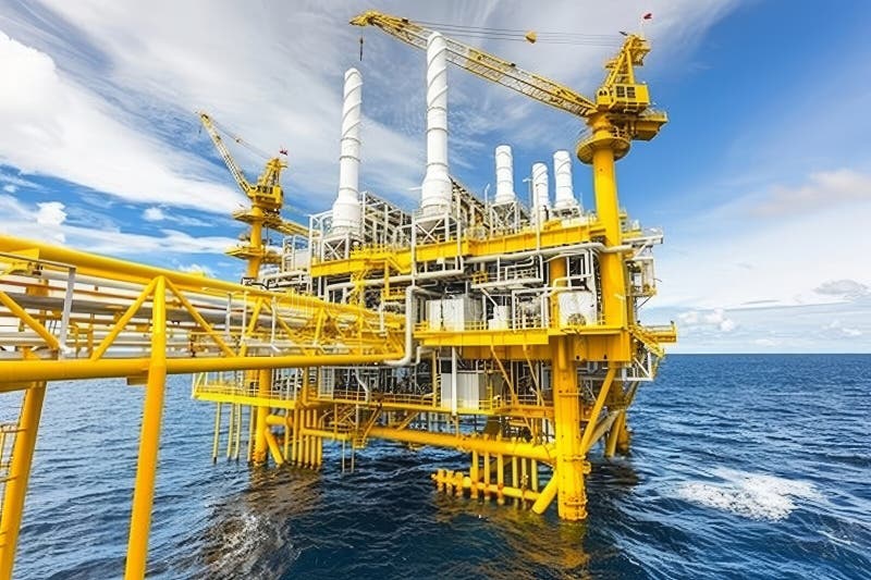 Offshore Wellhead Platform Supplying Raw Materials for Onshore Refinery ...