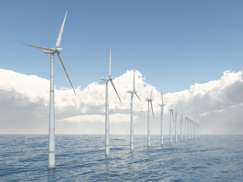Offshore wind farm stock illustration. Illustration of renewable - 76795451