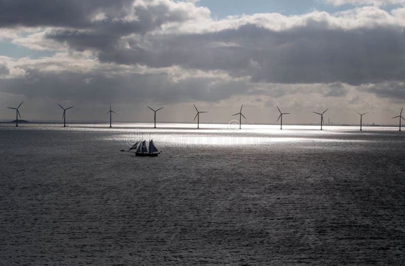 Offshore wind farm editorial photography. Image of green - 84796442