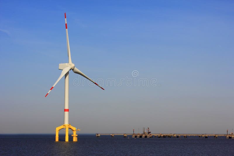 Offshore wind power plant stock image. Image of rotor - 27336525
