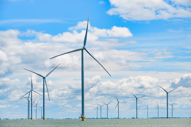 Offshore wind power plants editorial stock photo. Image of technology ...