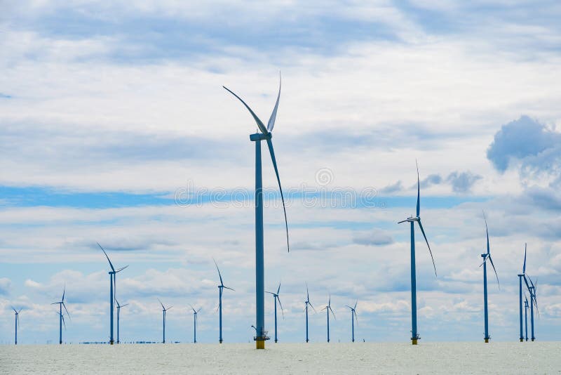 Offshore wind power plants editorial stock photo. Image of blue - 252479858