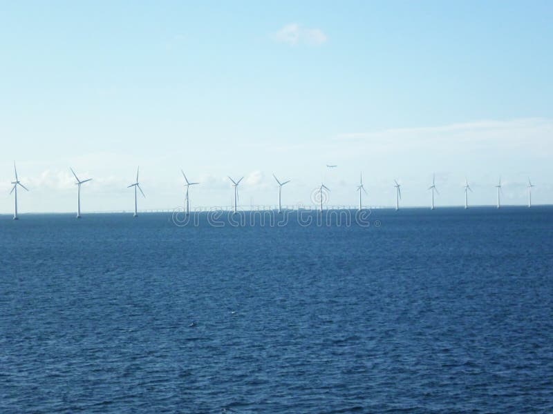 Offshore Wind Turbine Farm. North Sea. View from the Sea Stock Image ...