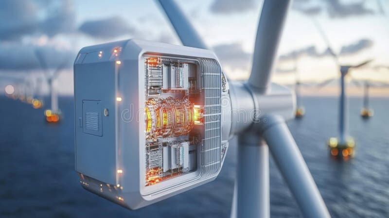 Offshore Wind Turbine Internal Mechanism Displayed Stock Illustration ...