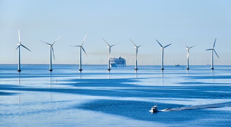 Offshore Wind Turbines in Denmark Stock Photo - Image of grid ...