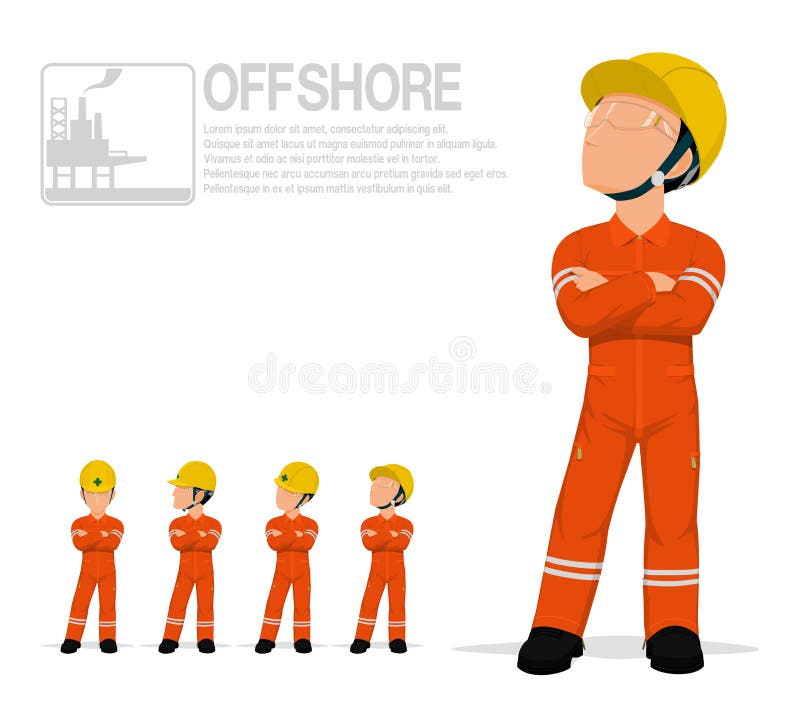 Offshore Worker in Jumpsuit are Posing Folded Arm on Transparent ...