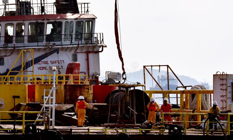 Offshore Worker Tool Transfer To Other Ship Editorial Stock Image ...