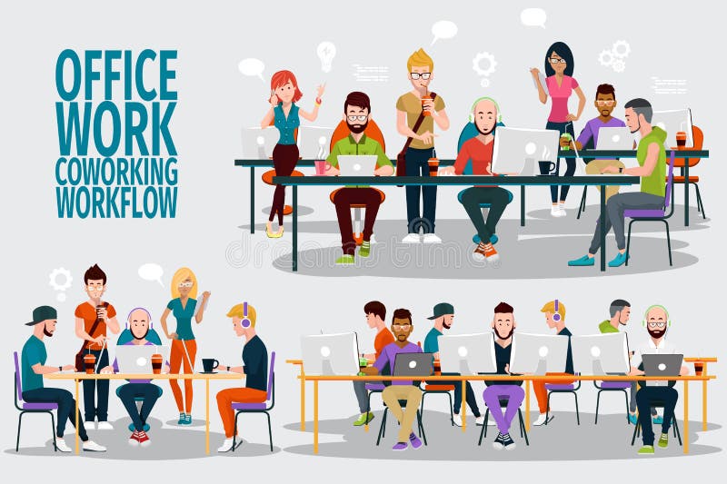 Ofice work of group stock vector. Illustration of communication - 62701458