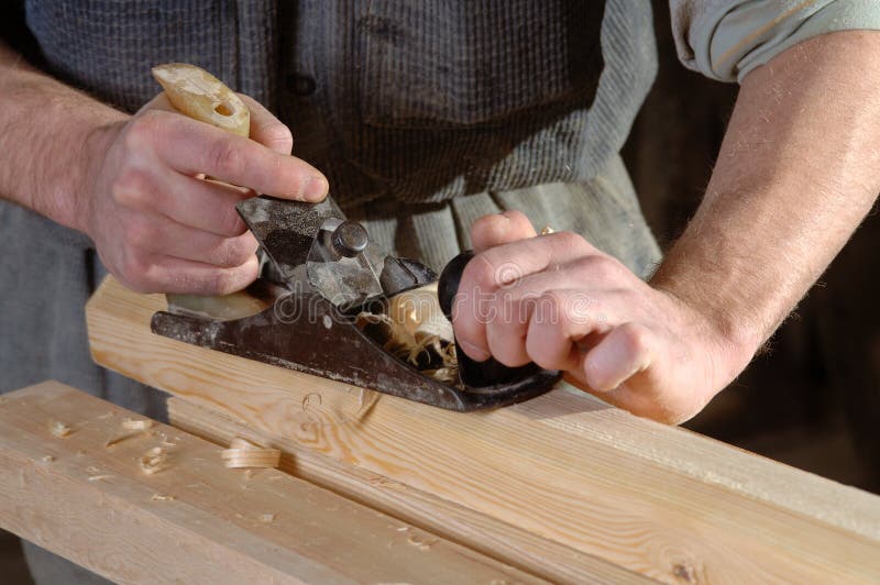 Oficina Da Obra De Carpintaria Com Madeira Foto de Stock - Imagem de ...