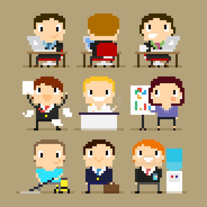 Pixel Art Office Worker Escena Ilustración del Vector - Ilustración de ...