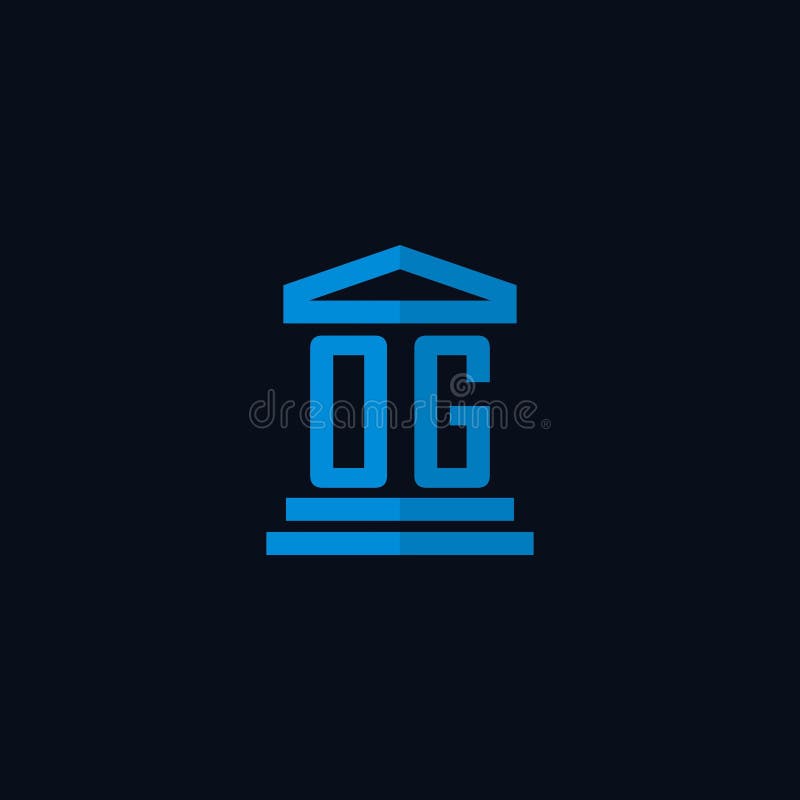 OG Initial Logo Monogram with Simple Courthouse Building Icon Design ...