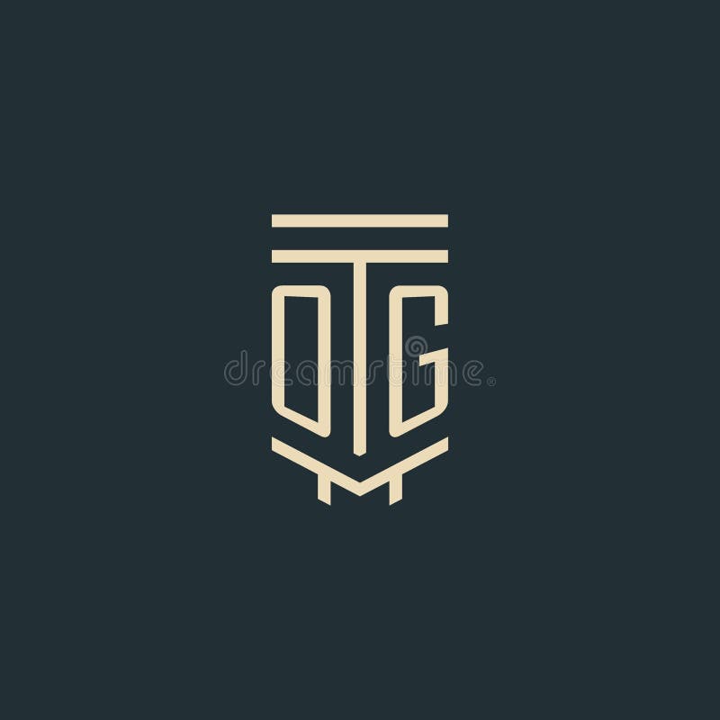 OG Initial Monogram with Simple Line Art Pillar Logo Designs Stock ...
