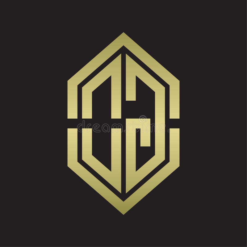 OG Logo Monogram with Hexagon Shape and Outline Slice Style with Gold ...