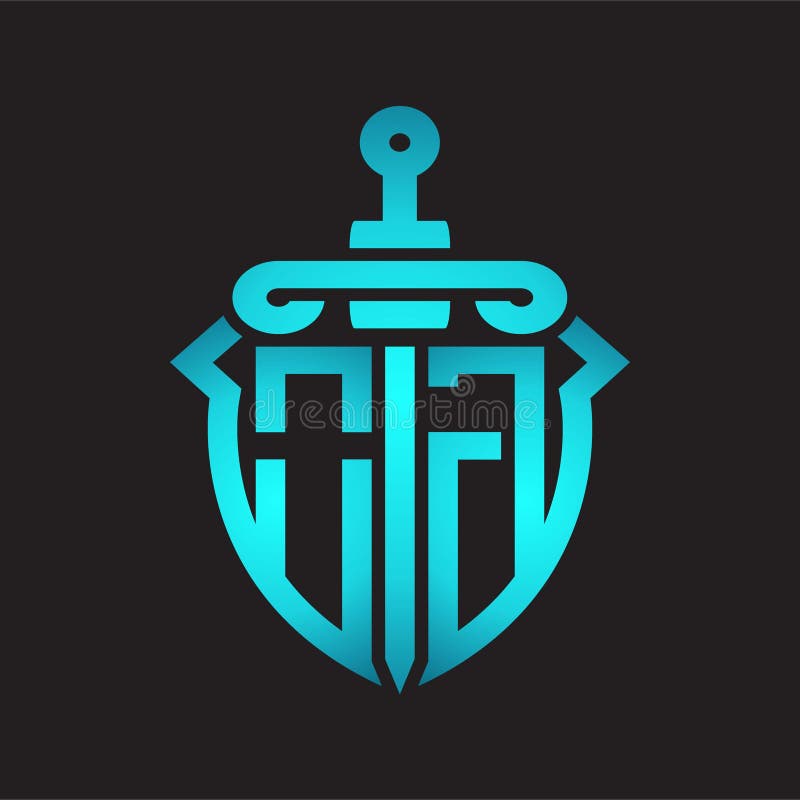 OG Logo Monogram with Sword and Shield Combination Isolated Blue Colors ...