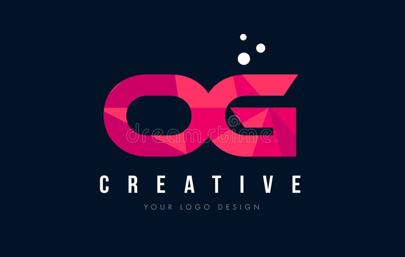 OG O G Letter Logo with Purple Low Poly Pink Triangles Concept Stock ...