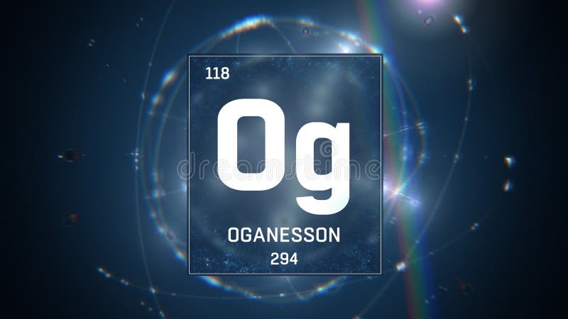 Oganesson As Element 118 of the Periodic Table 3D Illustration on Blue ...