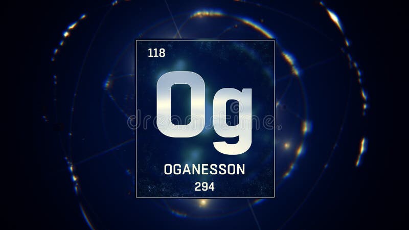 Oganesson As Element 118 of the Periodic Table 3D Illustration on Blue ...