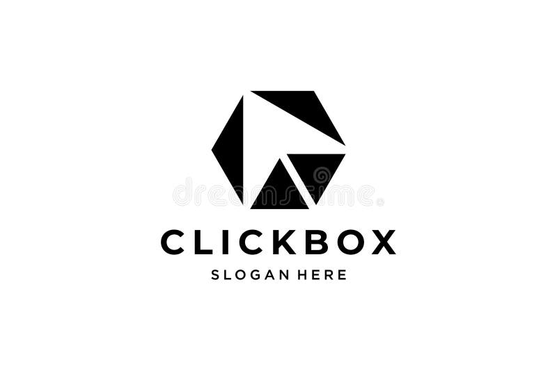 Black Click Box Negative Logo Concept Stock Vector - Illustration of ...