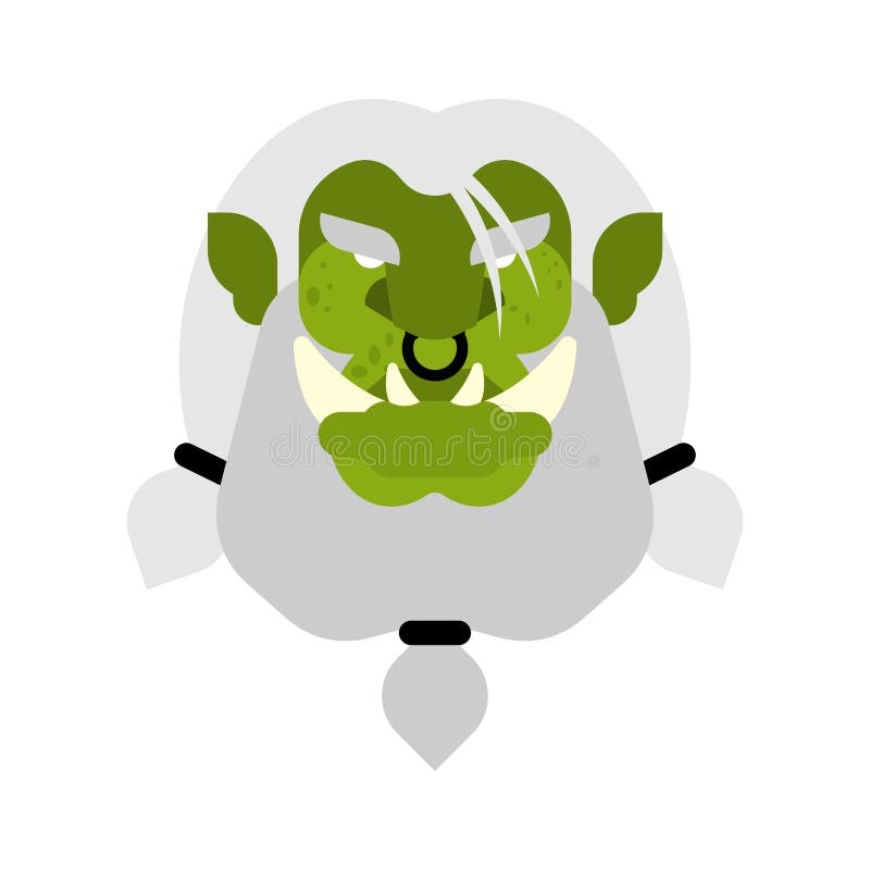 Ogre Face Warrior Isolated. Green Goblin Head Stock Vector ...