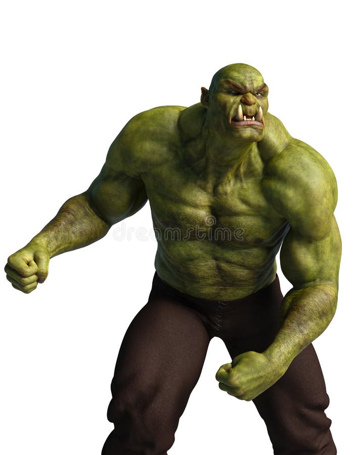 Ogro Verde En Un Fondo Blanco Stock de ilustración - Ilustración de ...