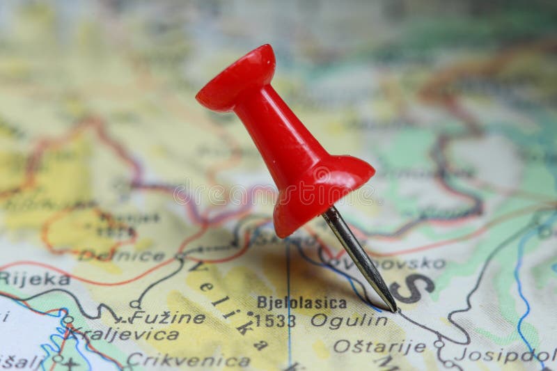 Ogulin, Croatia pin on map stock photo. Image of island - 370074362