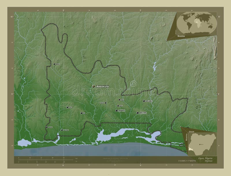 Ogun, Nigeria. Wiki. Labelled Points of Cities Stock Illustration ...