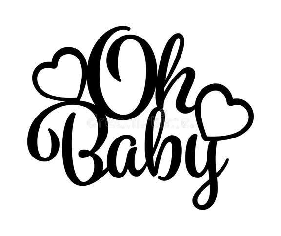 Oh Baby Cursive Text Lettering Banner Poster for Baby Shower Stock ...