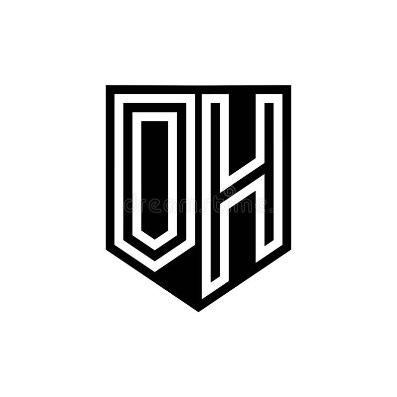 OH Logo Monogram Shield Geometric White Line Inside Black Shield Color ...