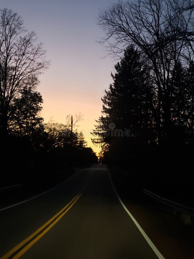 Ohio Autumn Sunset Road Silhouette Stock Image - Image of autumn ...