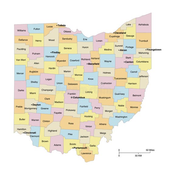 Ohio Counties Map Stock Illustrations – 391 Ohio Counties Map Stock ...
