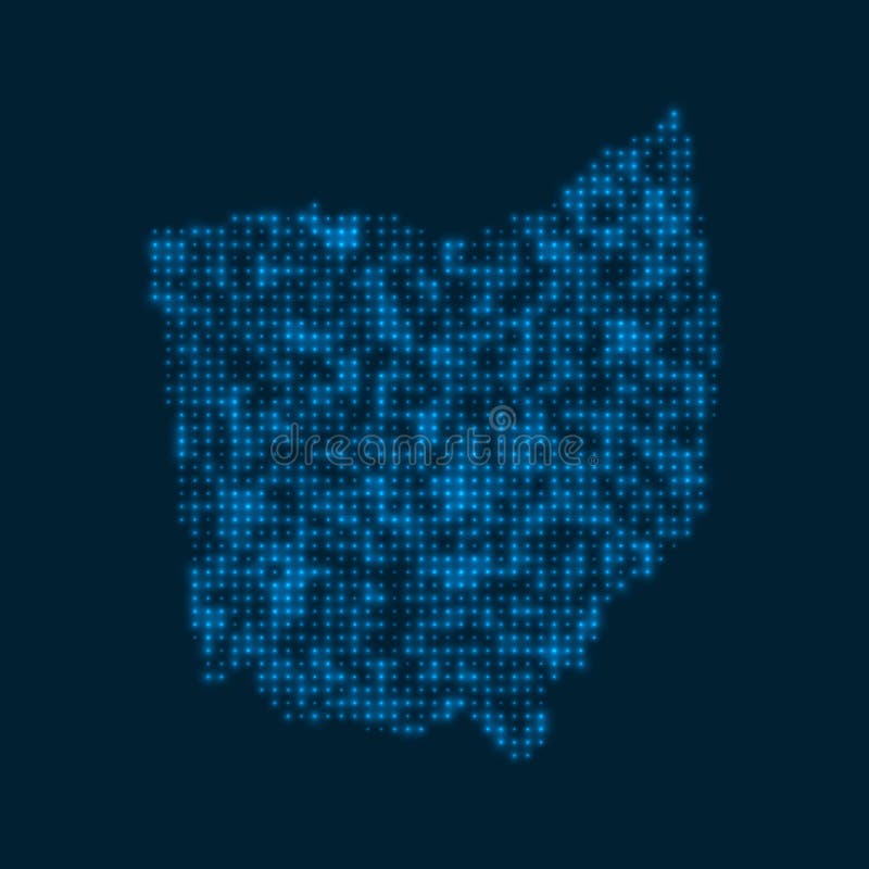 Ohio dotted glowing map. stock vector. Illustration of border - 234690045