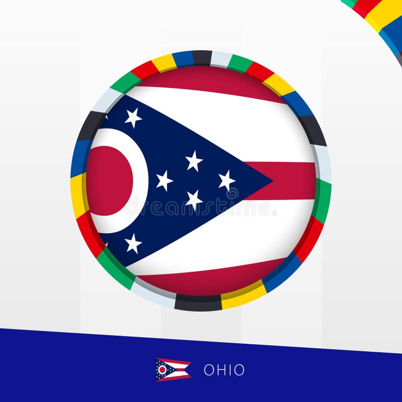 Ohio Flag with Colorful Circle Border Stock Vector - Illustration of ...