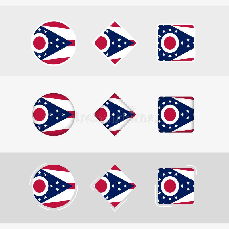 Ohio Flag Icons Set, Vector Flag of Ohio Stock Vector - Illustration of ...