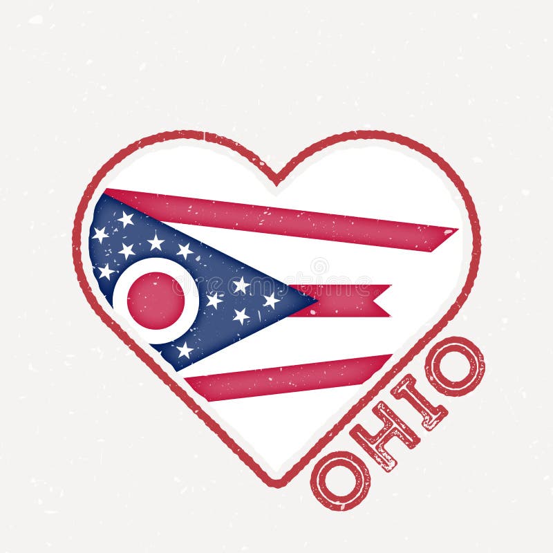 Ohio heart flag badge. stock vector. Illustration of globe - 264048580
