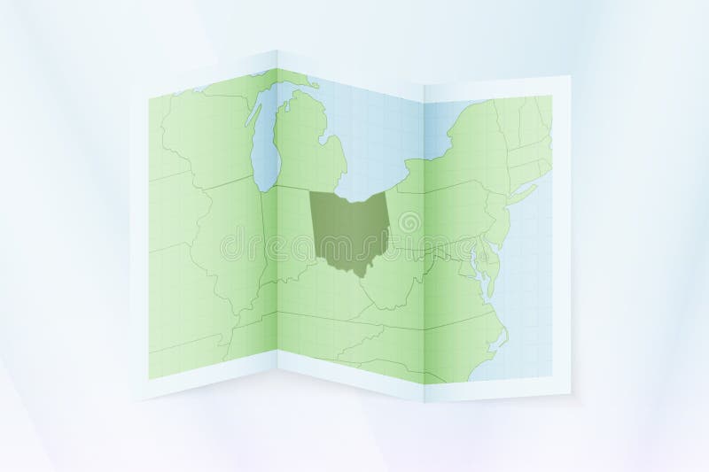Ohio Map, Folded Paper with Ohio Map Stock Vector - Illustration of ...