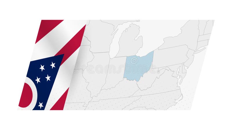 Ohio Map in Modern Style with Flag of Ohio on Left Side Stock Vector ...