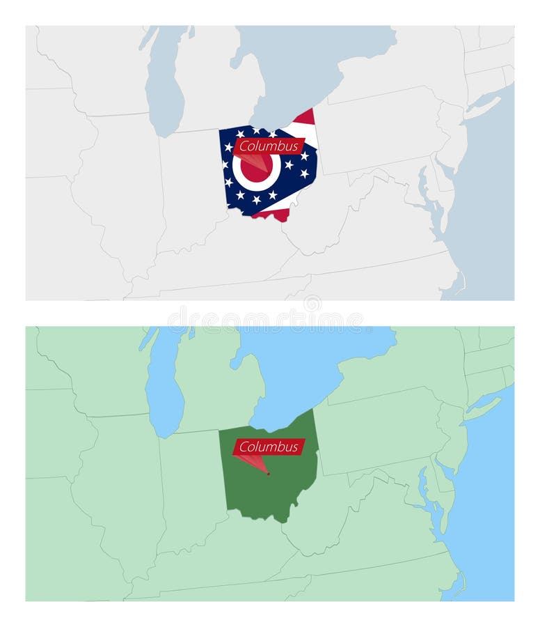 Ohio Map with Pin of Country Capital. Two Types of Ohio Map with ...