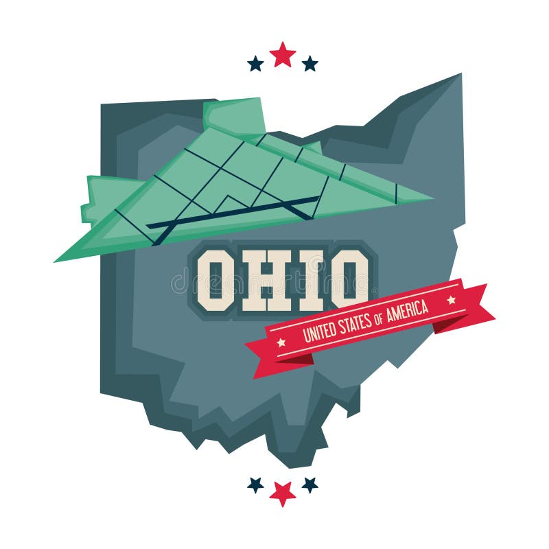 Ohio Map with Rock and Roll Hall of Fame. Vector Illustration ...