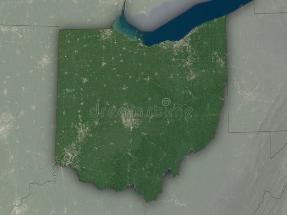 Ohio on a Map with State Borders Stock Illustration - Illustration of ...