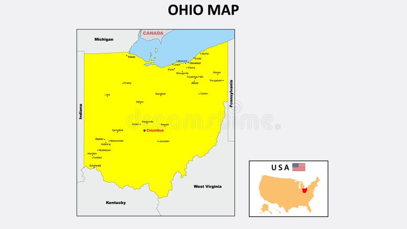 Ohio Map. State and District Map of Ohio Stock Vector - Illustration of ...
