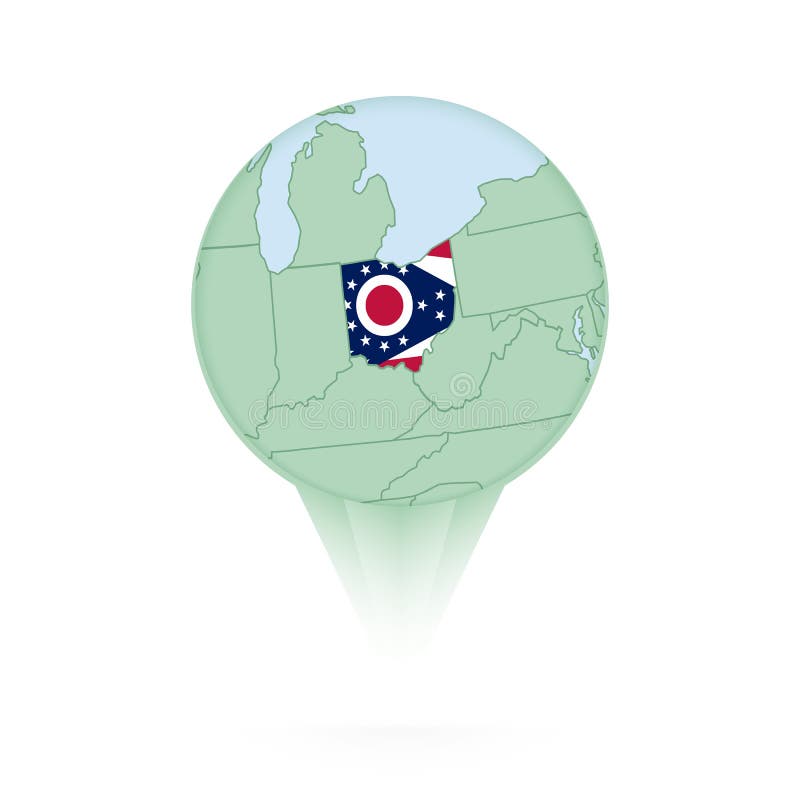 Ohio Map, Stylish Location Icon with Ohio Map and Flag Stock Vector ...