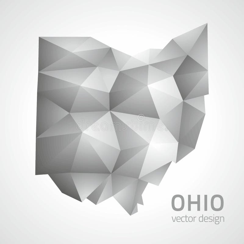 Ohio Mosaic 3d Grey Vector Shadow Modern Perspective Triangle Map Stock ...