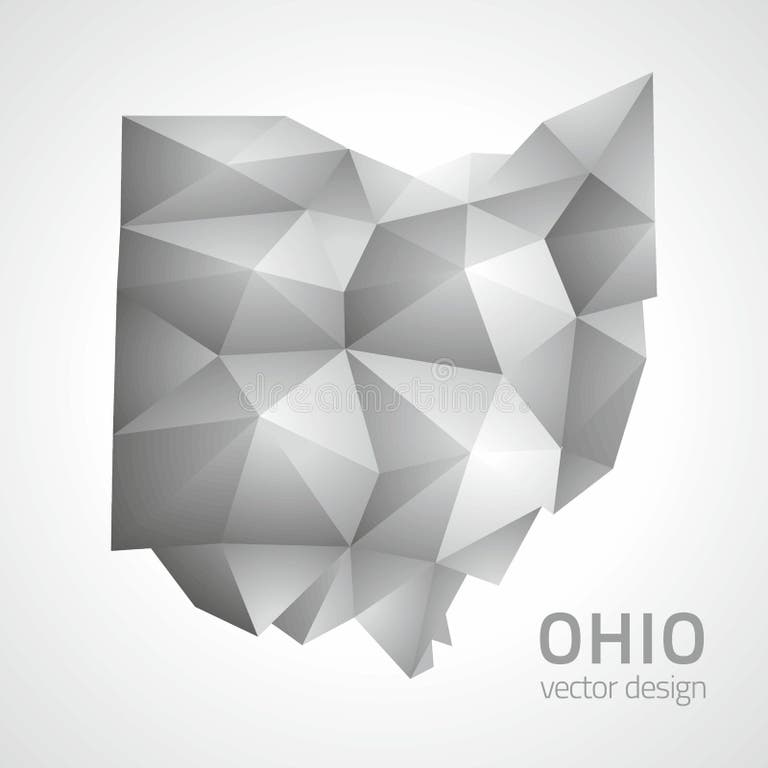 Ohio Mosaic 3d Grey Vector Shadow Modern Perspective Triangle Map Stock ...