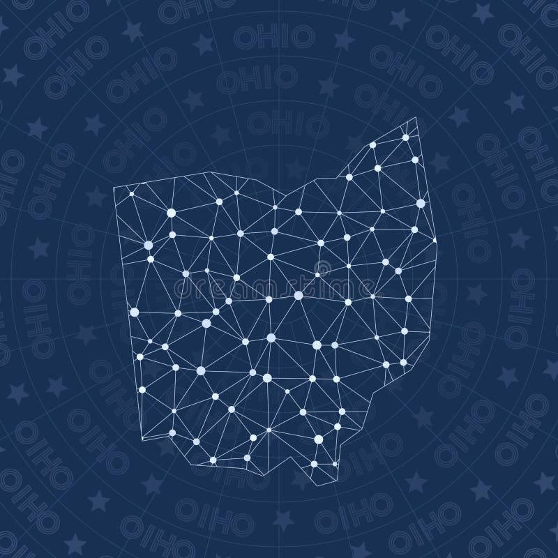 Ohio Network, Constellation Style Us State Map. Stock Vector ...