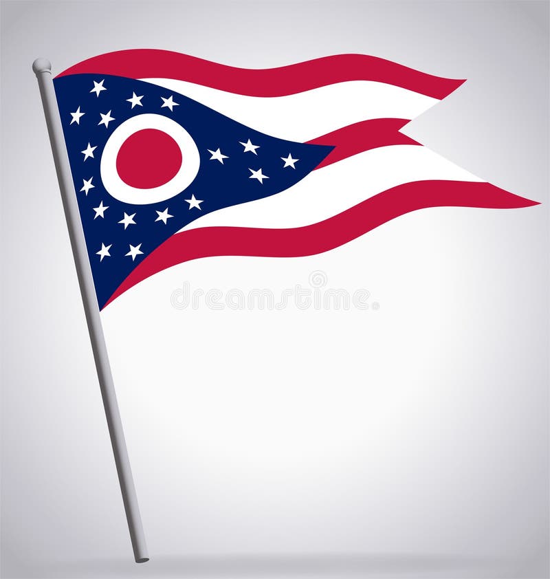 Ohio Oh State Flag Flying Waving on Flagpole Stock Vector ...