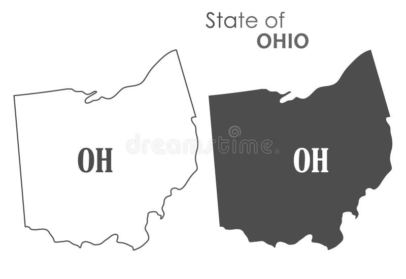 Ohio. the Outline and Silhouette of the State with the Abbreviated ...